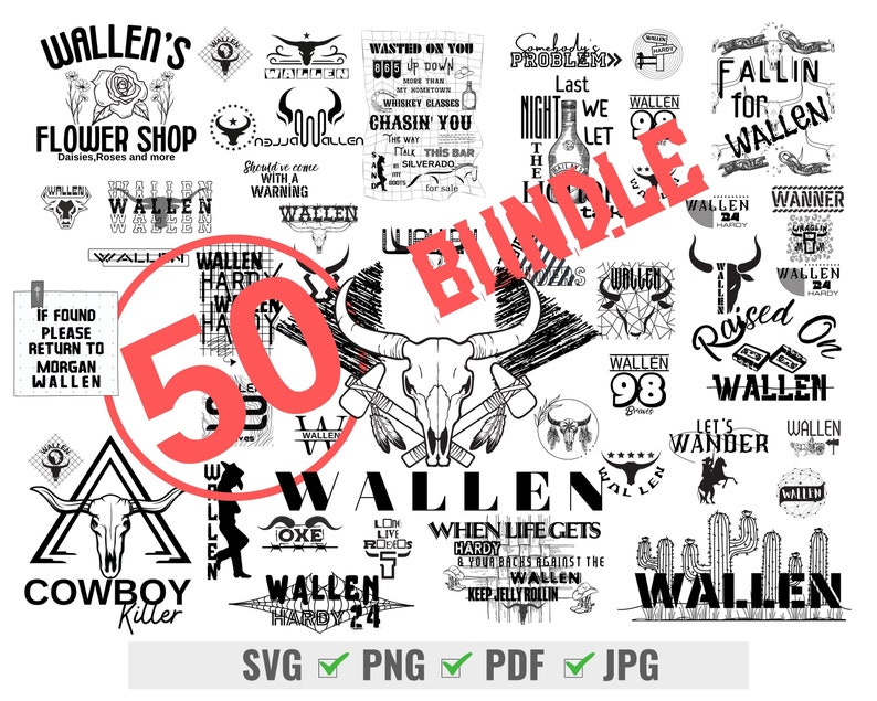 Vintage Wallen Svg, Wallen Bundle Svg, Retro Wallen, Wallen Bull Skull ...