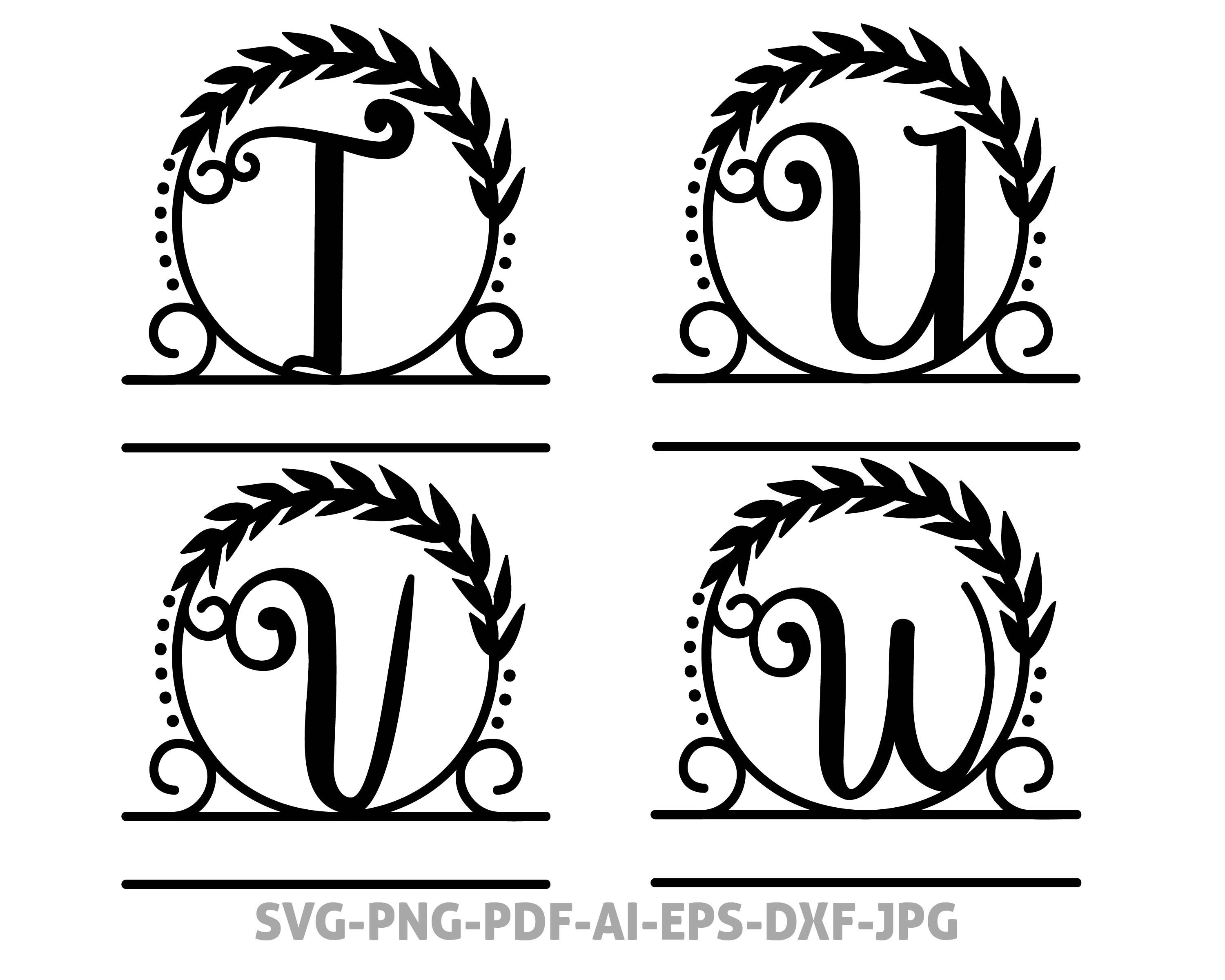Split Monogram SVG Bundle, Split Letters PNG, Fancy Alphabet Circle ...
