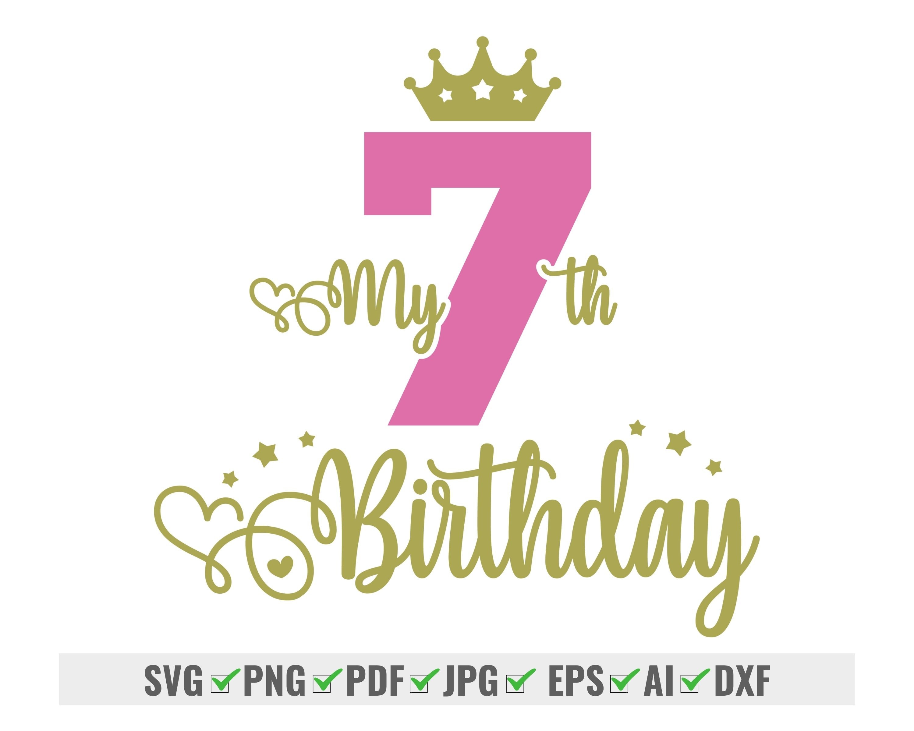 7th Birthday SVG PNG, My 7th Birthday Svg, Birthday Svg, Seventh ...