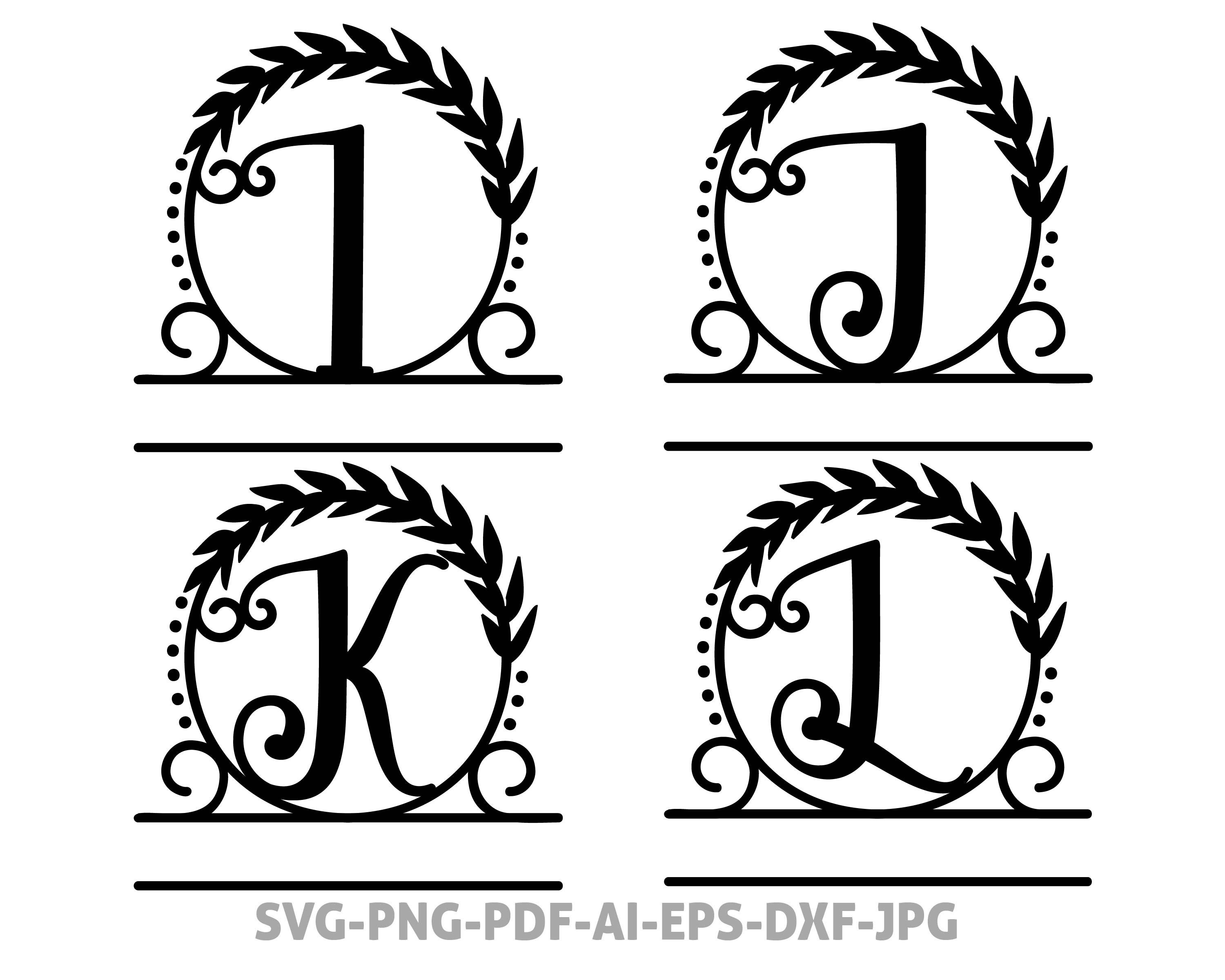 Split Monogram SVG Bundle, Split Letters PNG, Fancy Alphabet Circle ...