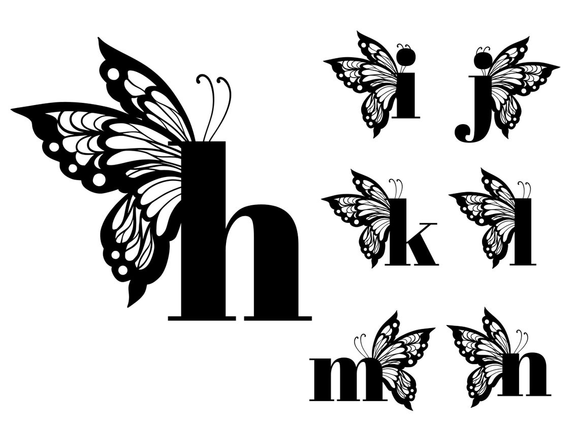 Butterfly Monogram Alphabet SVG PNG Monogram Frame Alphabet - Etsy
