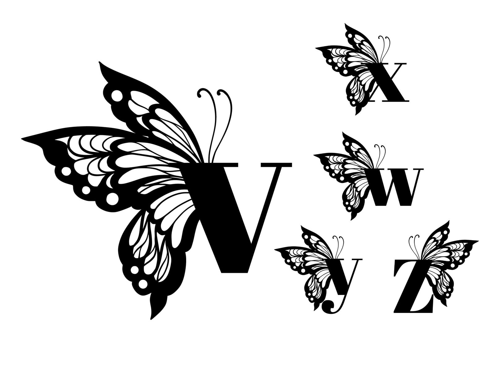 Butterfly Monogram Alphabet SVG PNG Monogram Frame Alphabet - Etsy
