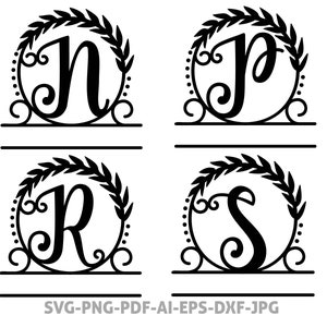 Split Monogram SVG Bundle, Split Letters PNG, Fancy Alphabet Circle ...