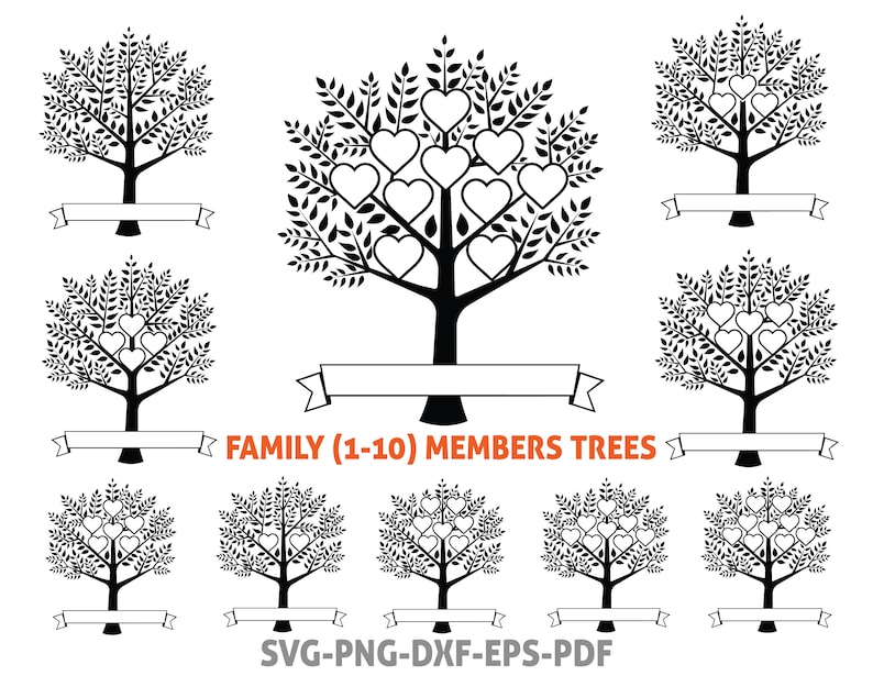 Family Tree Svg Bundle 2-10 Members, Family Tree Branch, Tree of Life ...