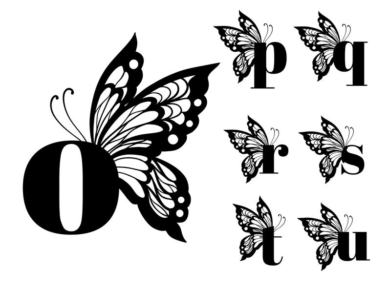 Butterfly Monogram Alphabet SVG PNG Monogram Frame Alphabet - Etsy