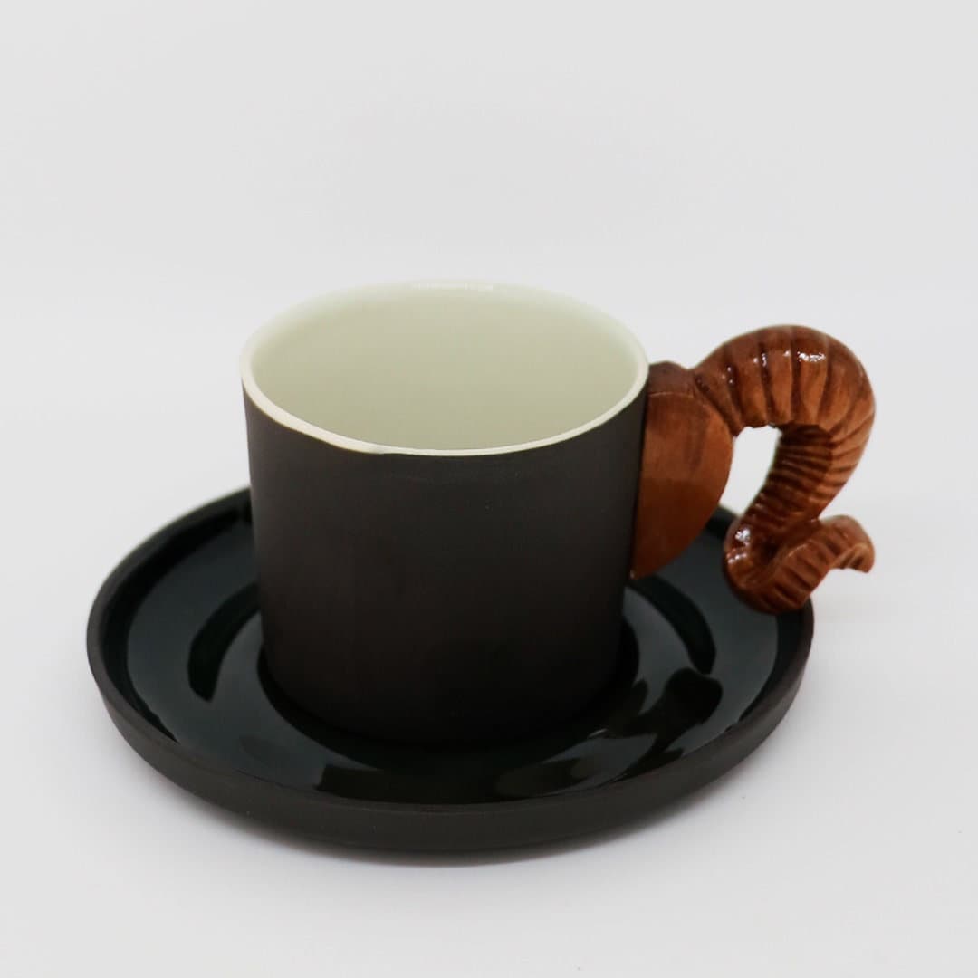 Handmade Limoges Espresso Cup: Carved Horn Handle Porcelain Tea Set - Etsy