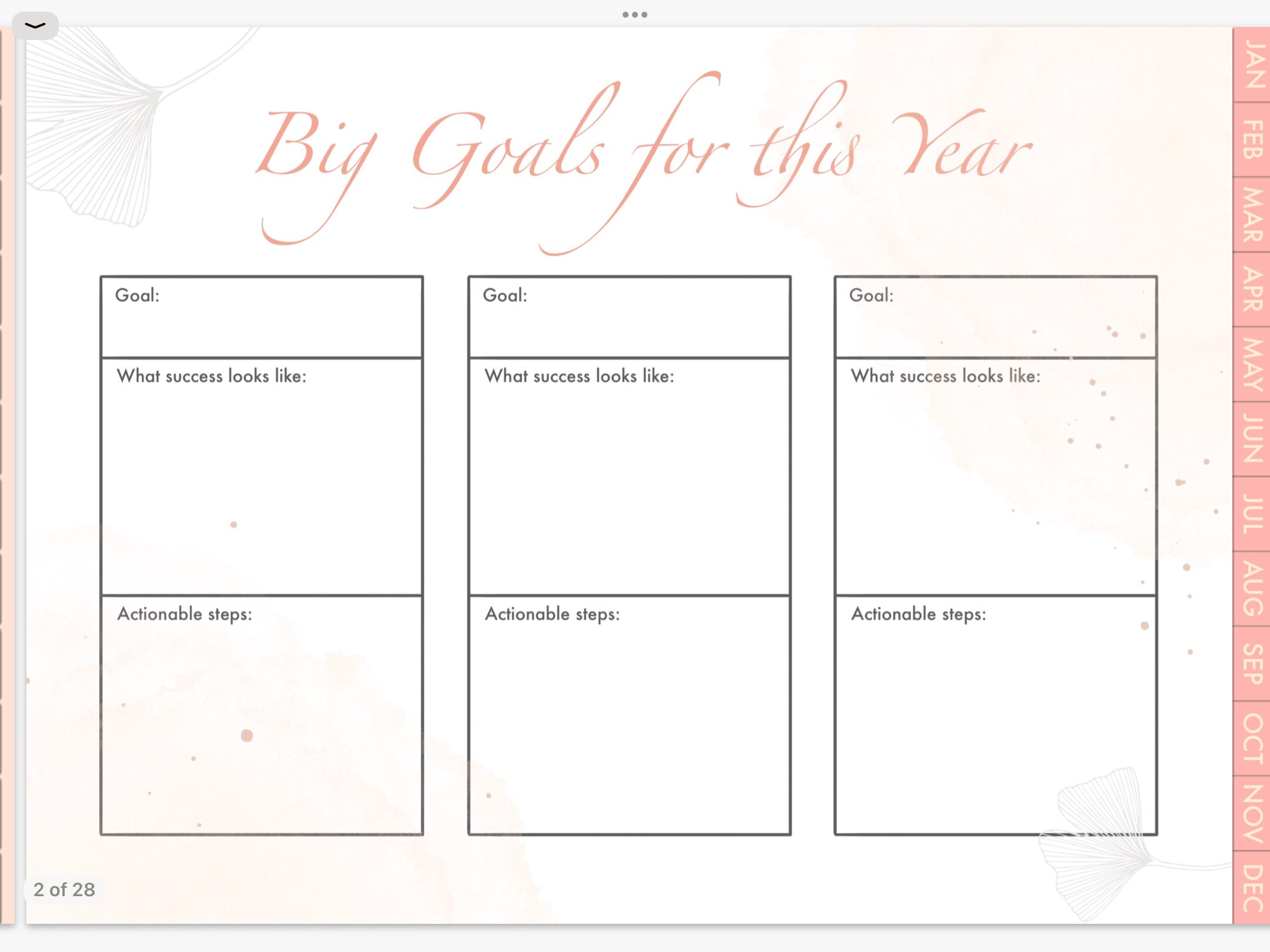 Pink Watercolor Undated Yearly Planner | Compatible With Goodnotes 5 ...