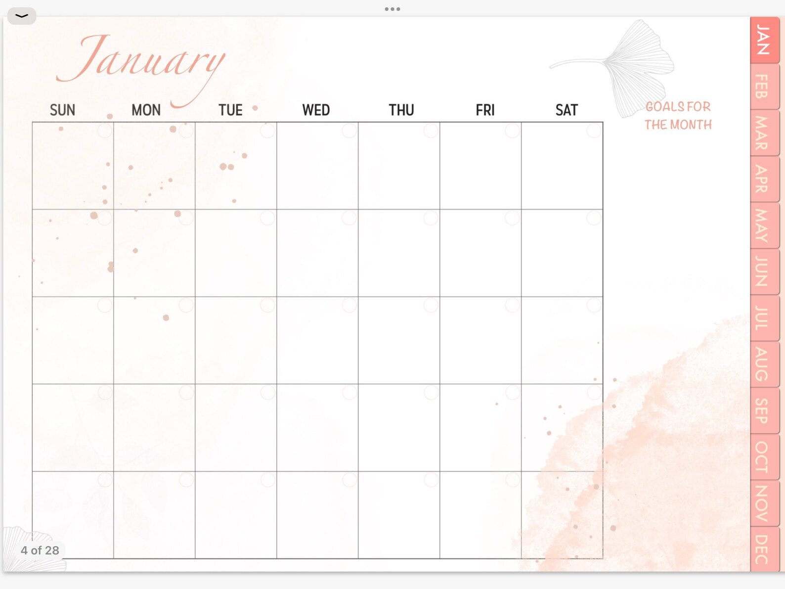 Pink Watercolor Undated Yearly Planner | Compatible With Goodnotes 5 ...