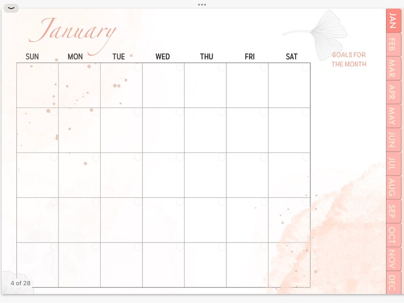 Pink Watercolor Undated Yearly Planner Compatible With Goodnotes 5 ...