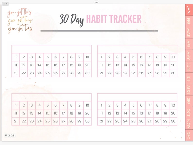 Pink Watercolor Undated Yearly Planner | Compatible With Goodnotes 5 ...