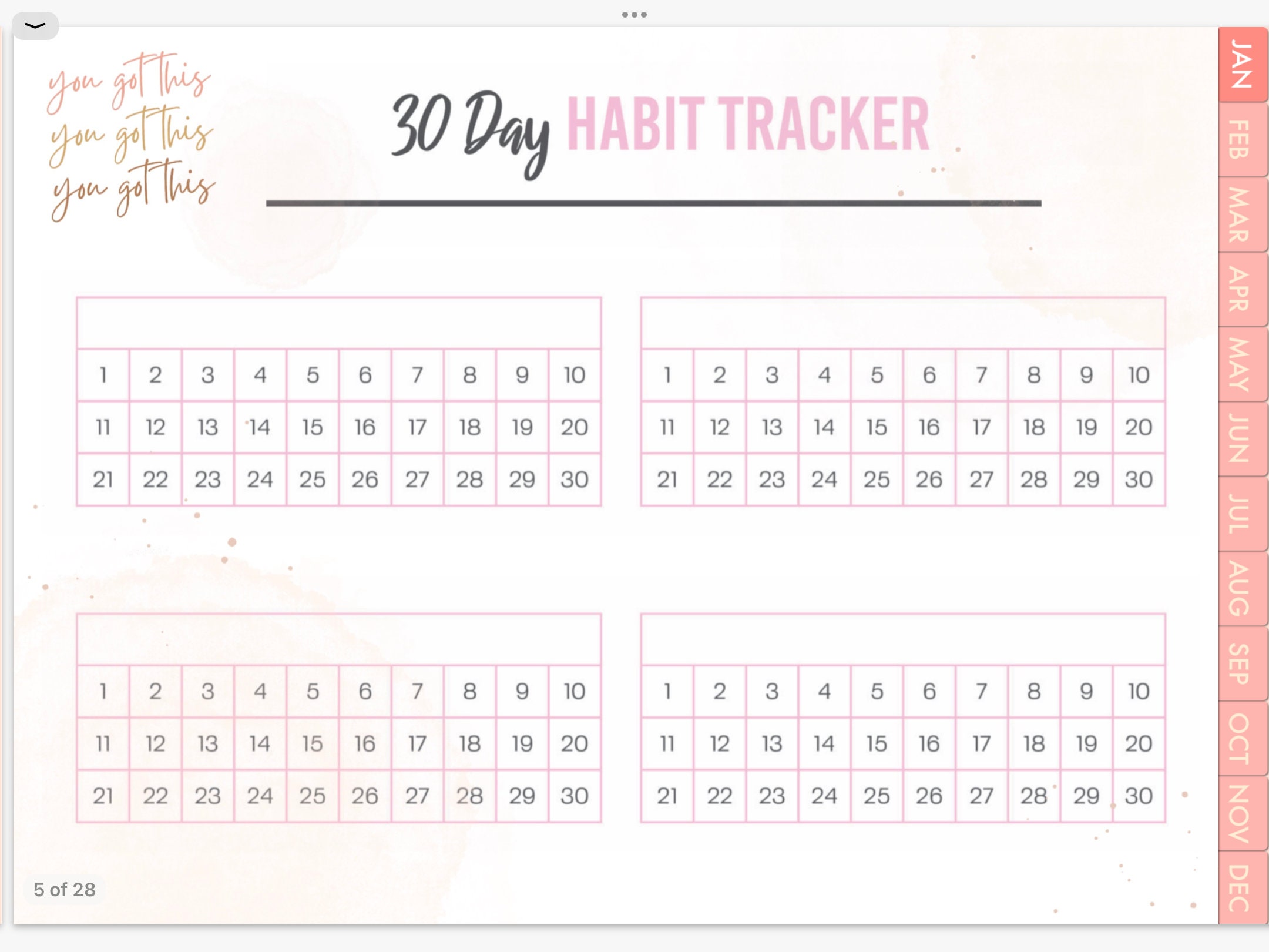 Pink Watercolor Undated Yearly Planner | Compatible With Goodnotes 5 ...