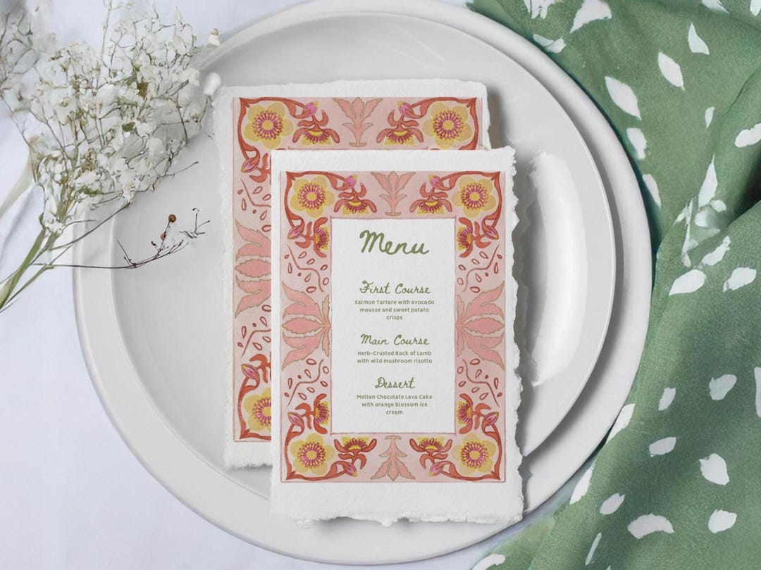 Watercolor Menu Template, Printable Wedding Menu, Watercolor Wedding ...