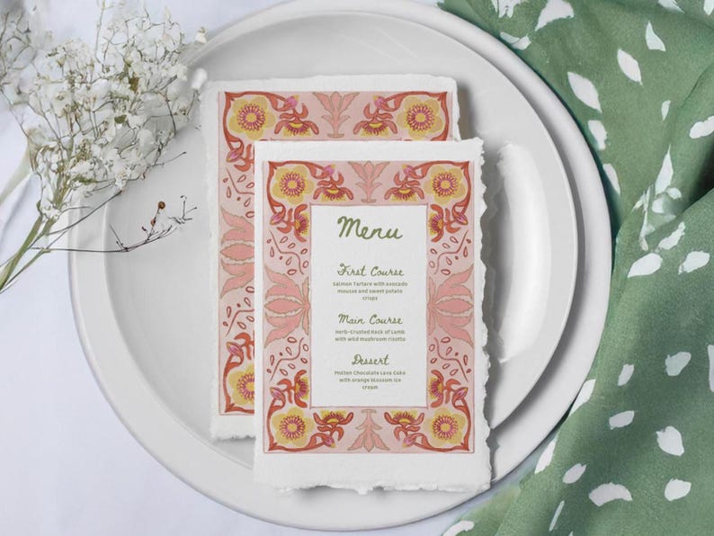 Watercolor Menu Template, Printable Wedding Menu, Watercolor Wedding ...