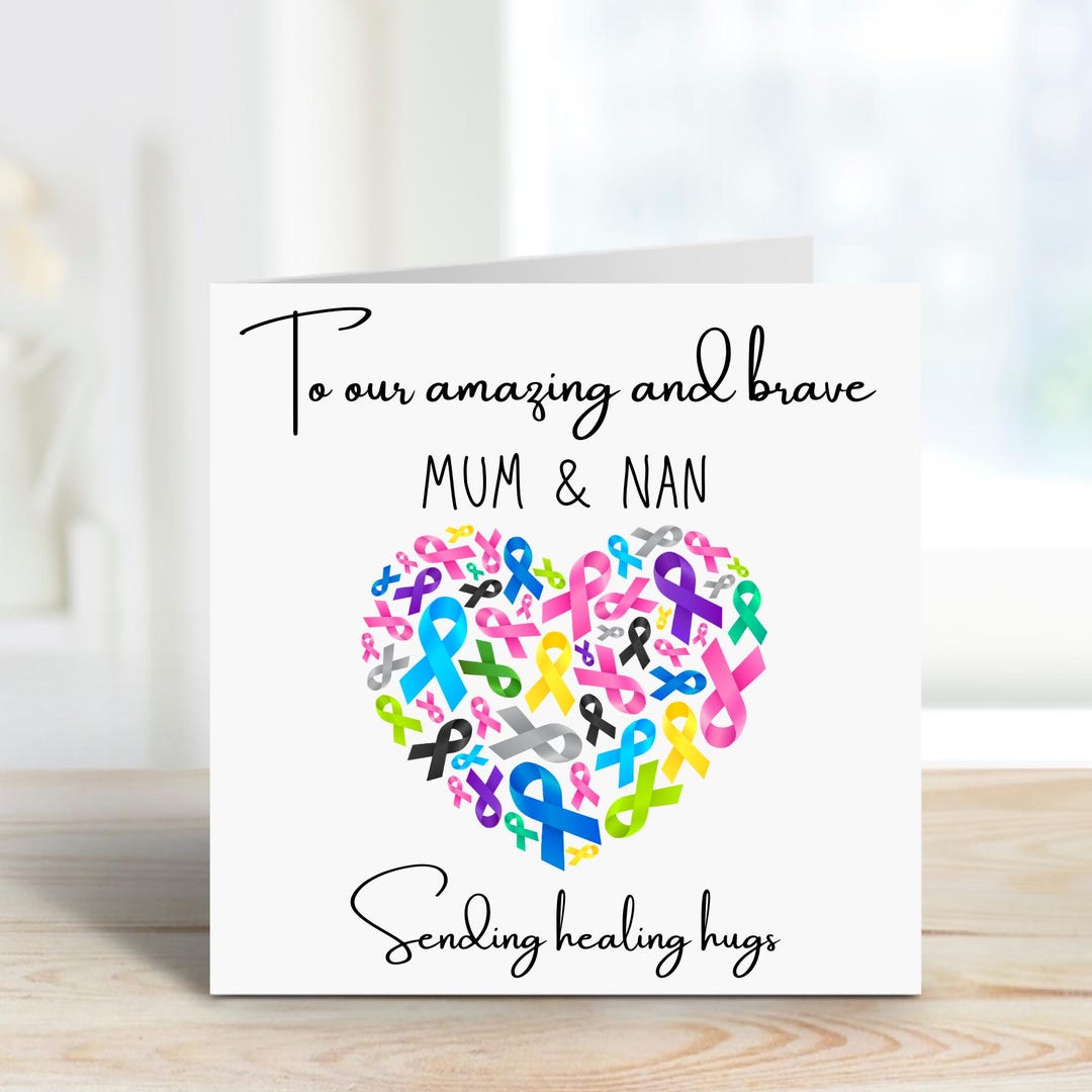 Cancer Support Card: Rainbow Ribbon Heart - Sending Healing Hugs - Etsy