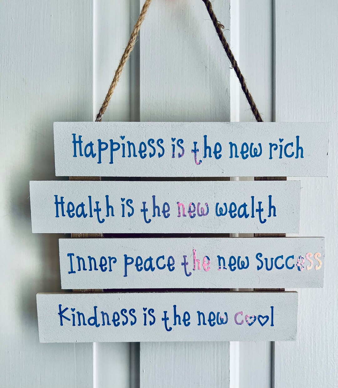 Boho Hippie Positive Energy Sign With Rainbow Holographic Text - Etsy