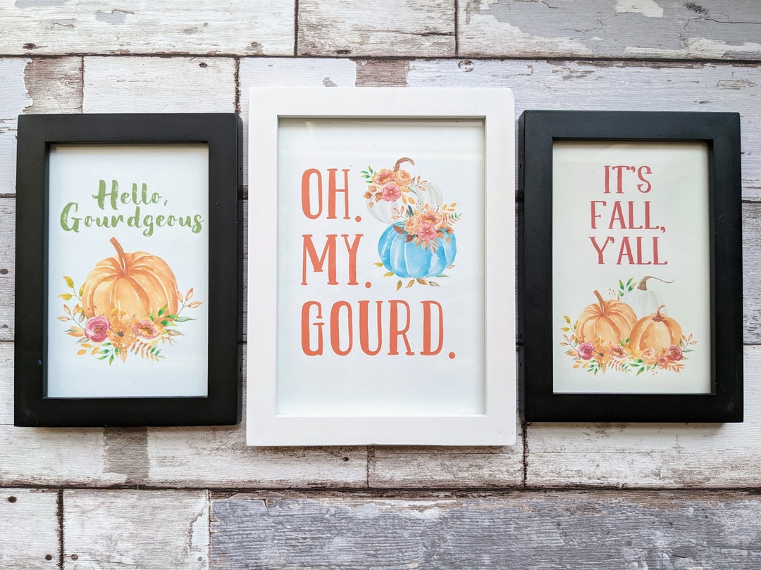 Printable Fall Wall Art Set of 3 | Pumpkins & Puns | Digital Download ...