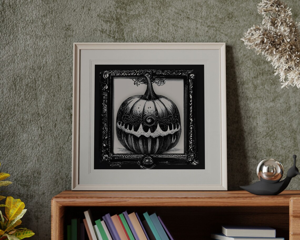 Vintage Halloween Pumpkins Printable Wall Art | Black and White ...