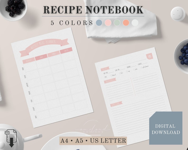 Recipe Notebook | Printable Cooking Notebook | Printable Recipes Book ...
