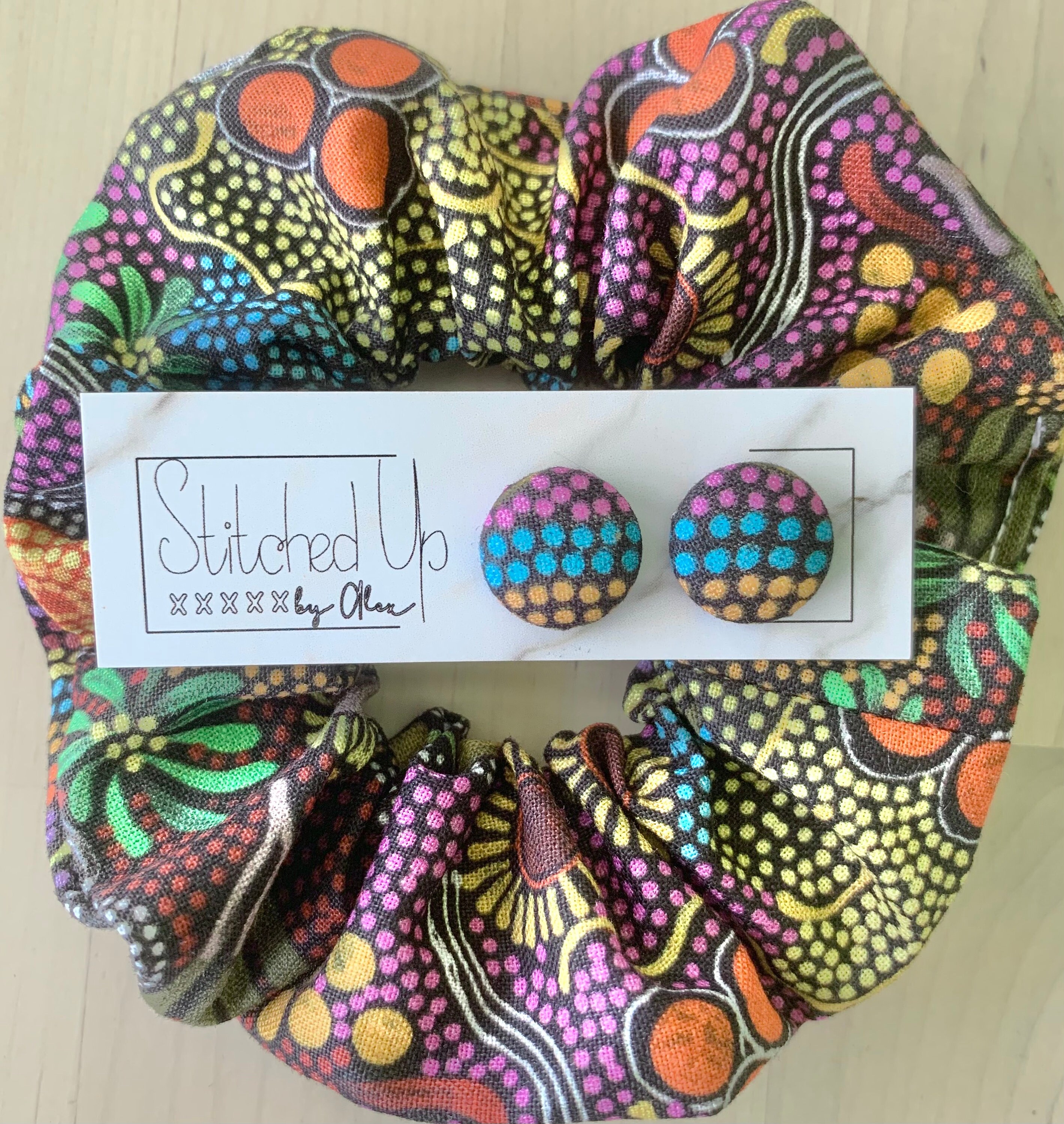 Indigenous Design Aboriginal Art Scrunchies & Earrings Australian Made ...