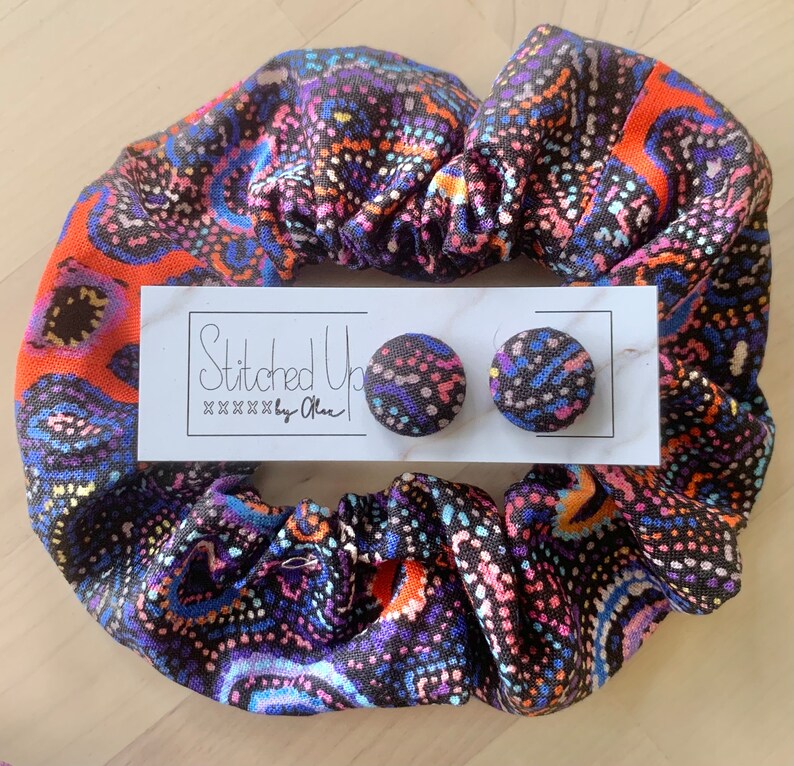 Indigenous Design Aboriginal Art Scrunchies & Earrings Australian Made ...