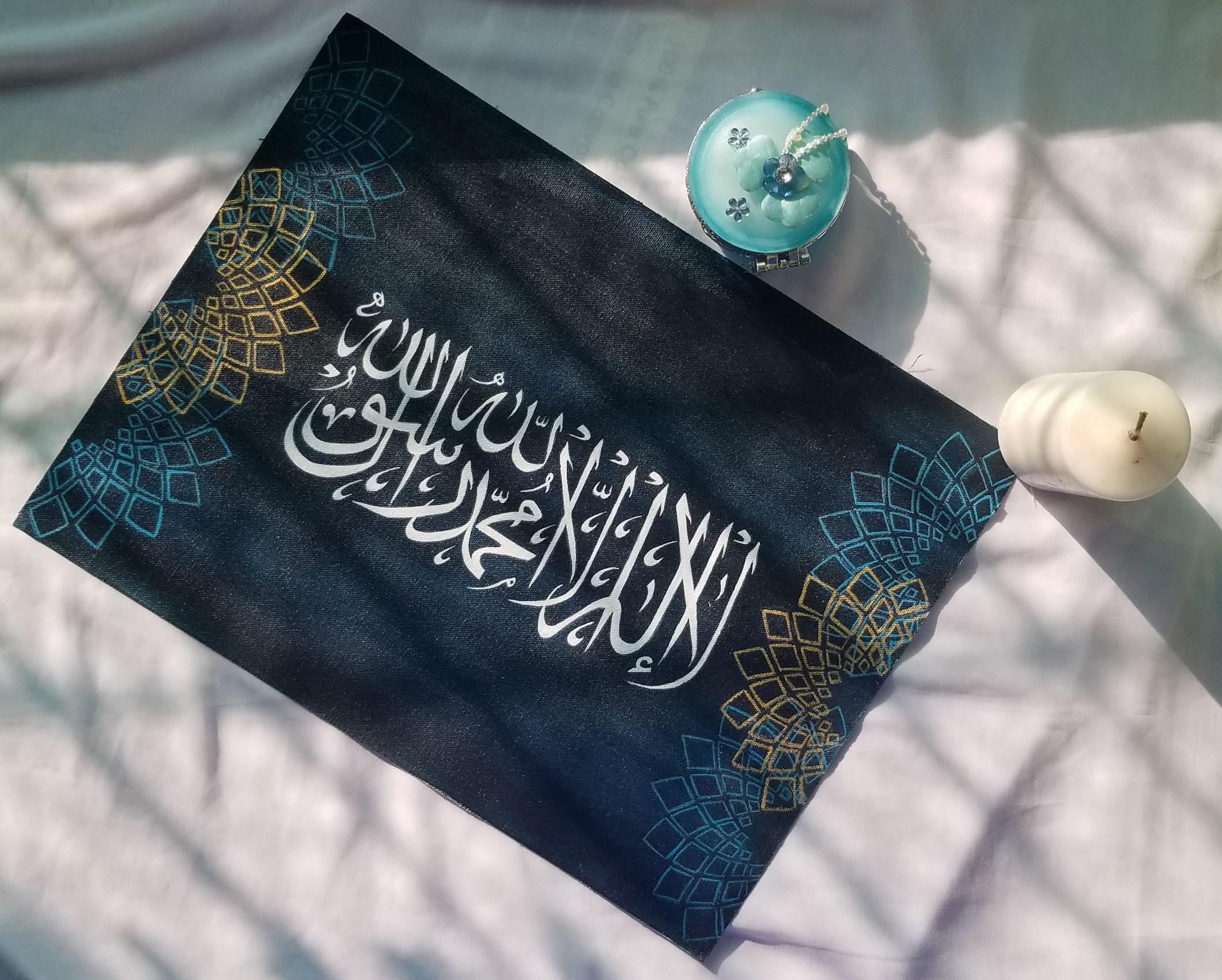 Original Arabic Calligraphy Islamic Wall Art Acrylic on Canvas Kalima ...