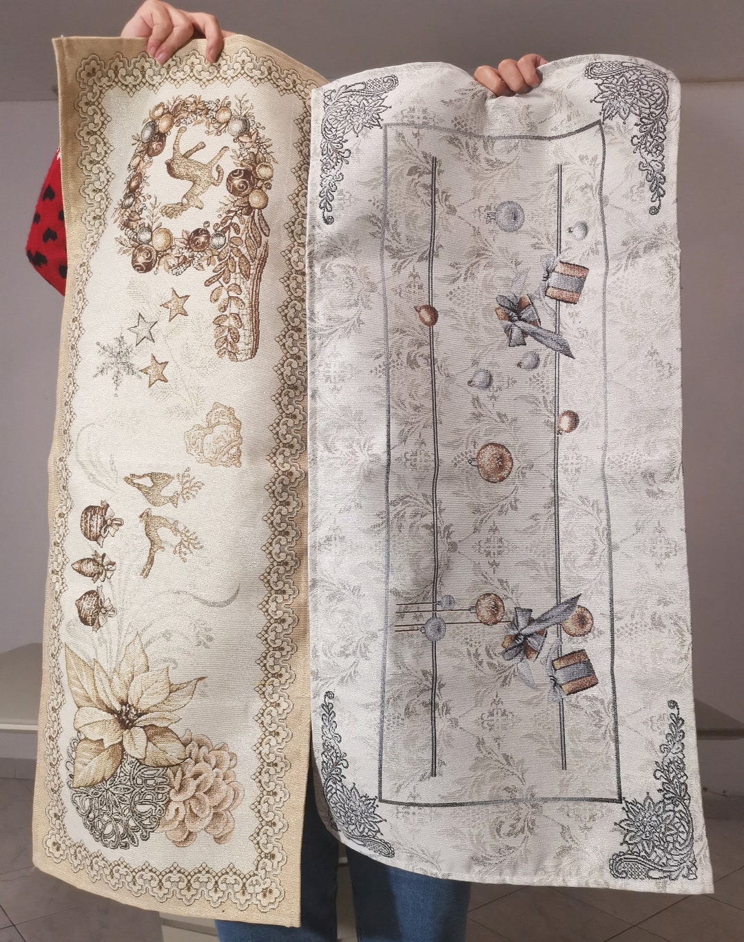 Gobelin Fabric Centerpiece Runner With Christmas Pattern - Etsy