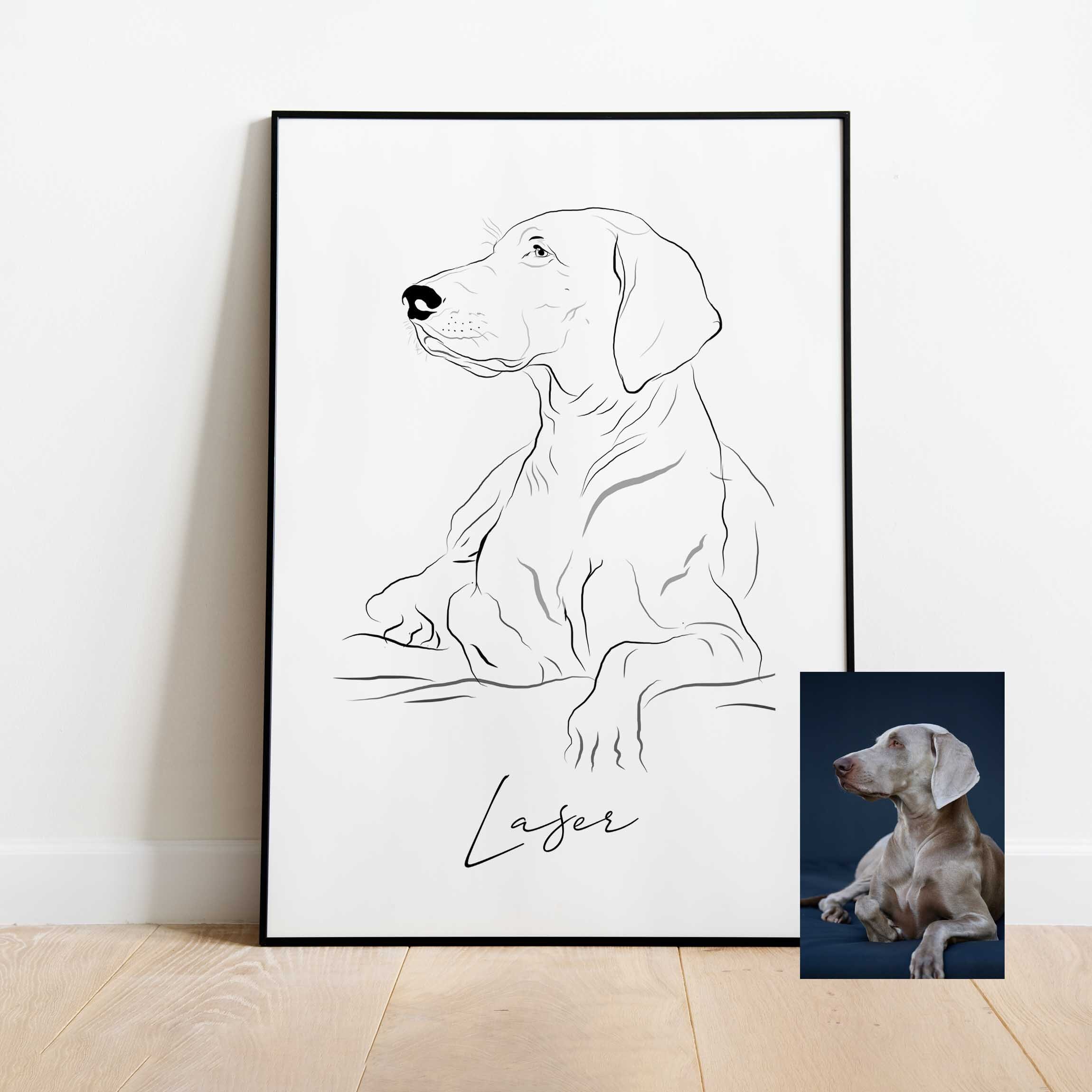 Custom Dog Line Art, Pet Portrait, Personalized Pet Line Art, Cat Line ...