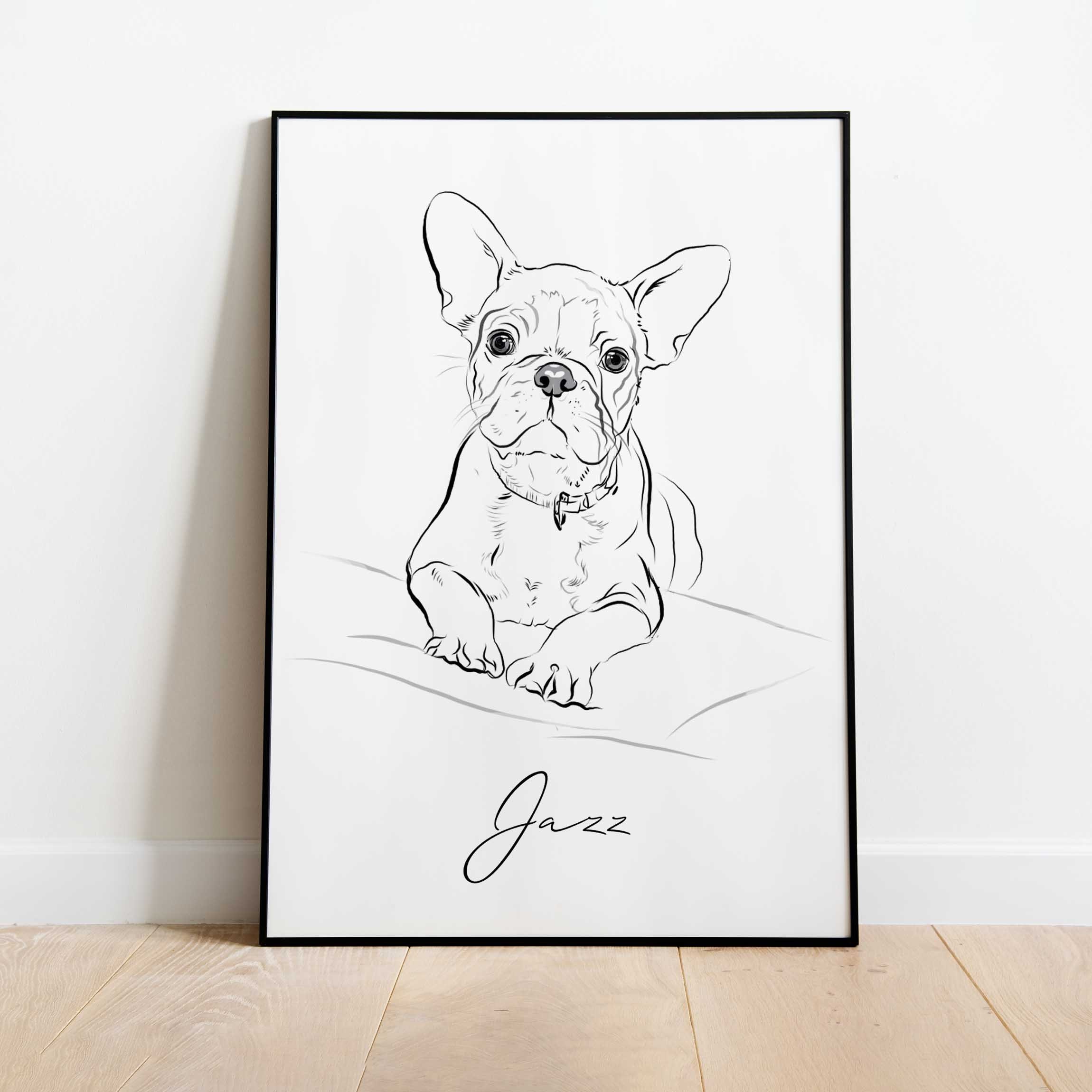 Custom Dog Line Art, Pet Portrait, Personalized Pet Line Art, Cat Line ...