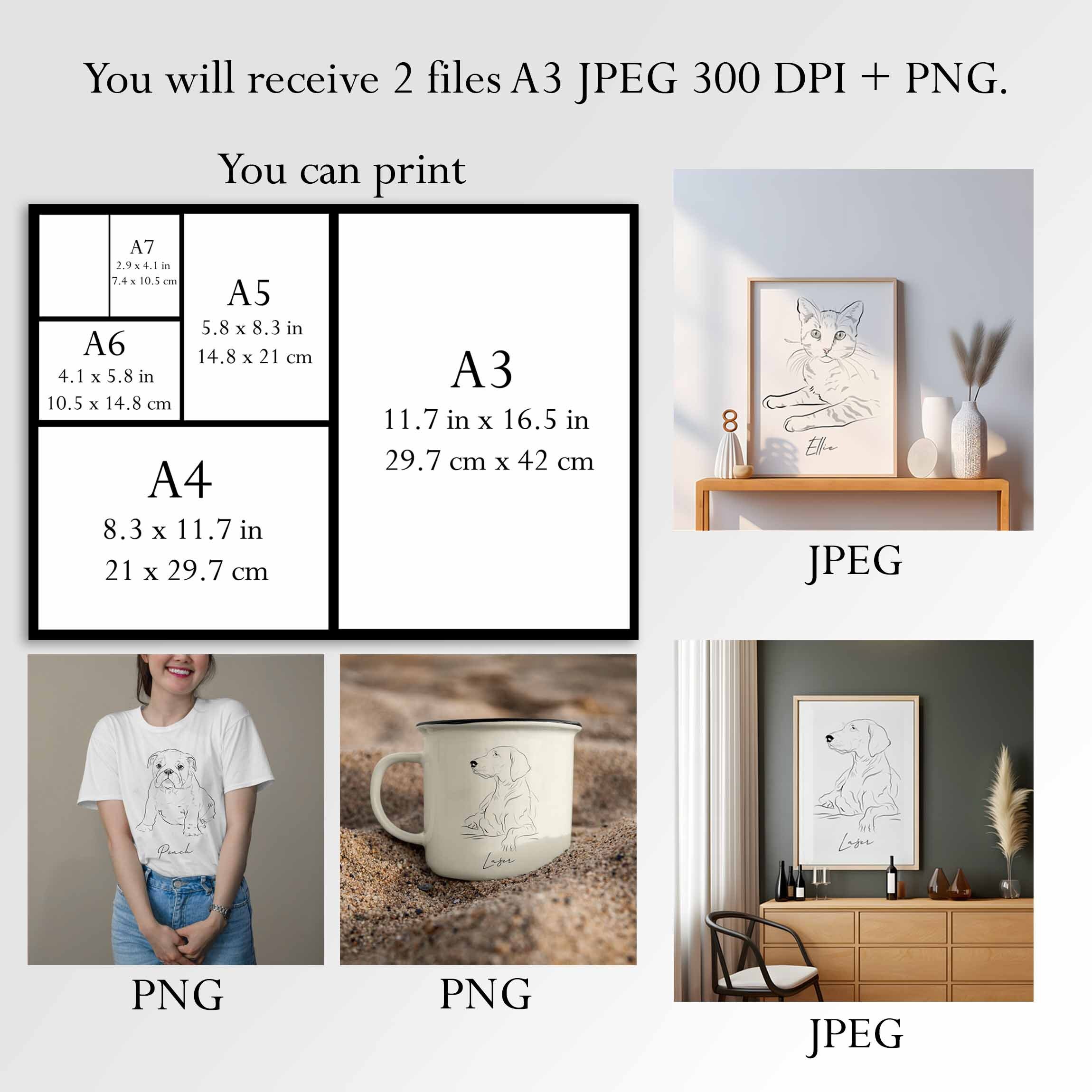 Custom Pet Outline Drawing, Dog Portrait From Photo, Pet Tattoo Design ...