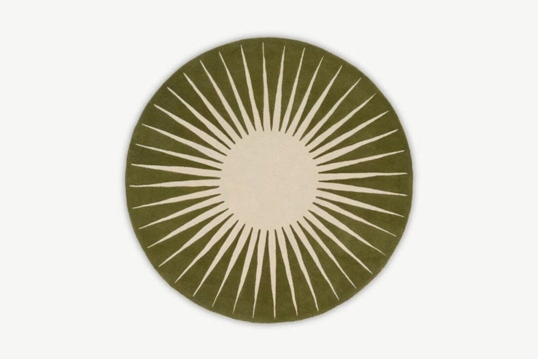 Round Green Rug Hand Tufted Rugaesthetic Ruglarge Area Rug 5x5 8x8 9x9 ...