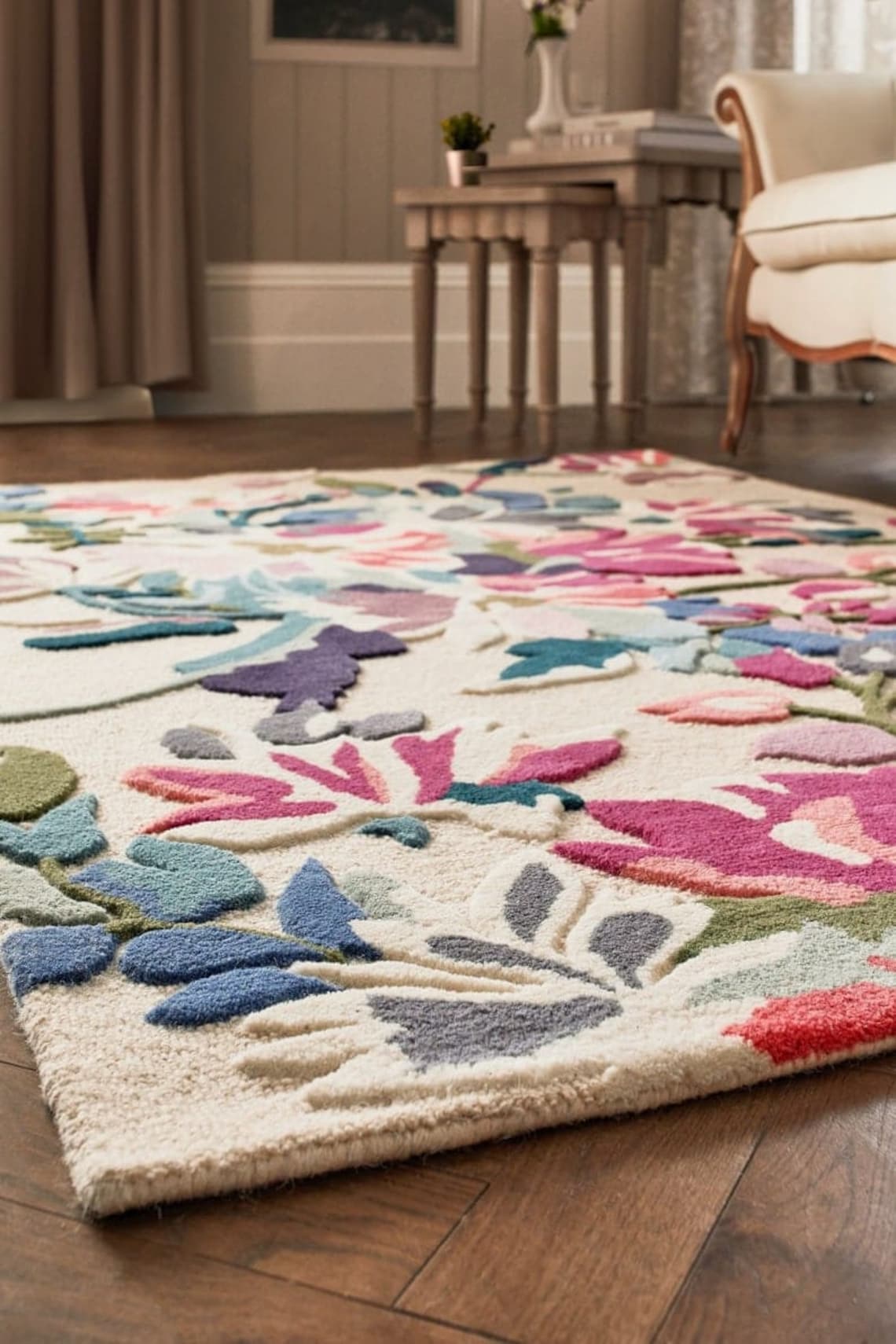 Peggi Floral Hand Tufted Rug aesthetic Rug Large Area Rug 5x8 8x10 9x12 ...