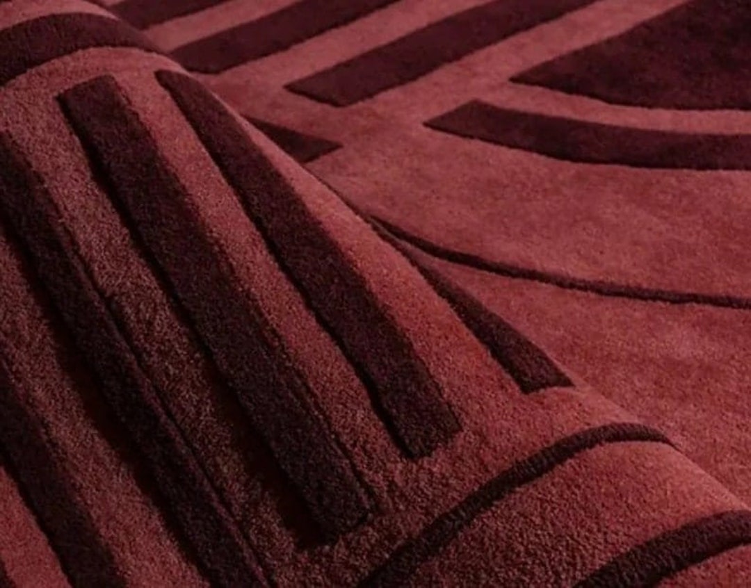 Hand Tufted Rug Burgundy Modern Aesthetic Rug Large Area Rug 5x8 8x10 ...