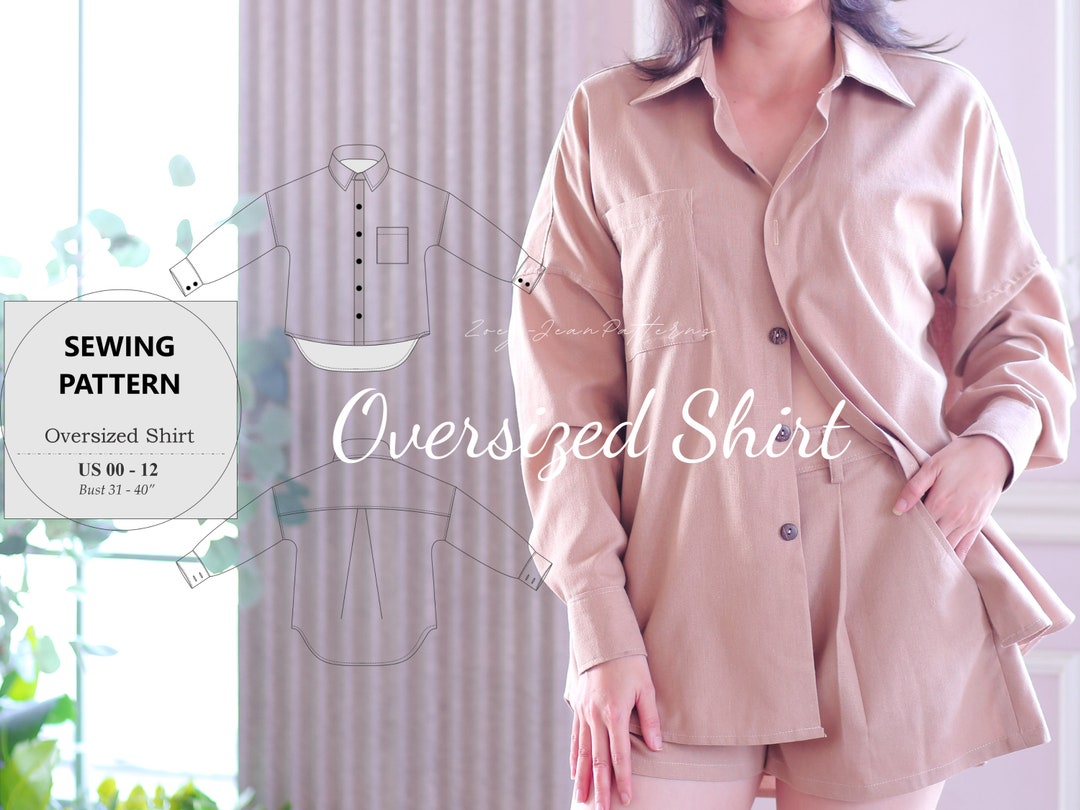 Sewing Patterns Shirt Pattern Oversized Shirt Sewing Pattern Sewing ...