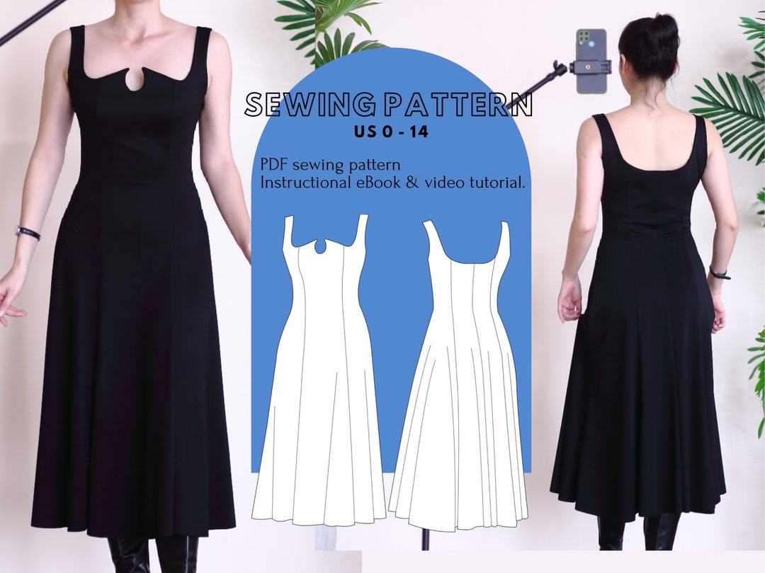 Women's Sewing Pattern: Stretch Fabric Dress (PDF Pattern, Beginner ...