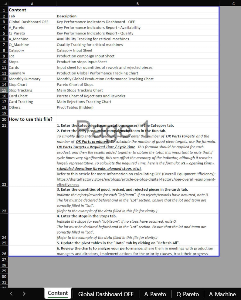 J8/ Excel Template OEE Tracker Overall Equipment Effectiveness 2024 - Etsy
