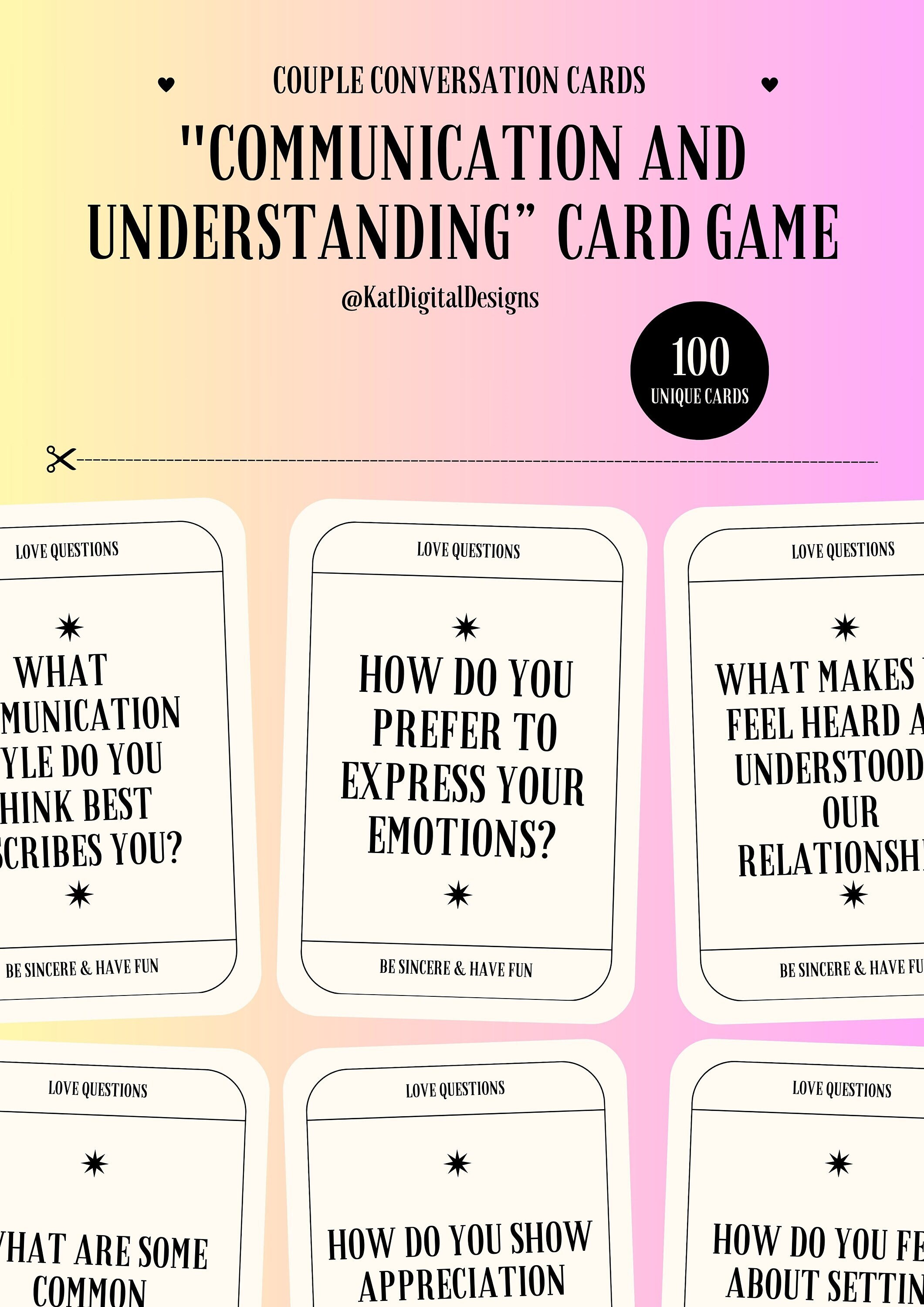 100 Cards | Communication and Understanding Card Game for Couples - Etsy