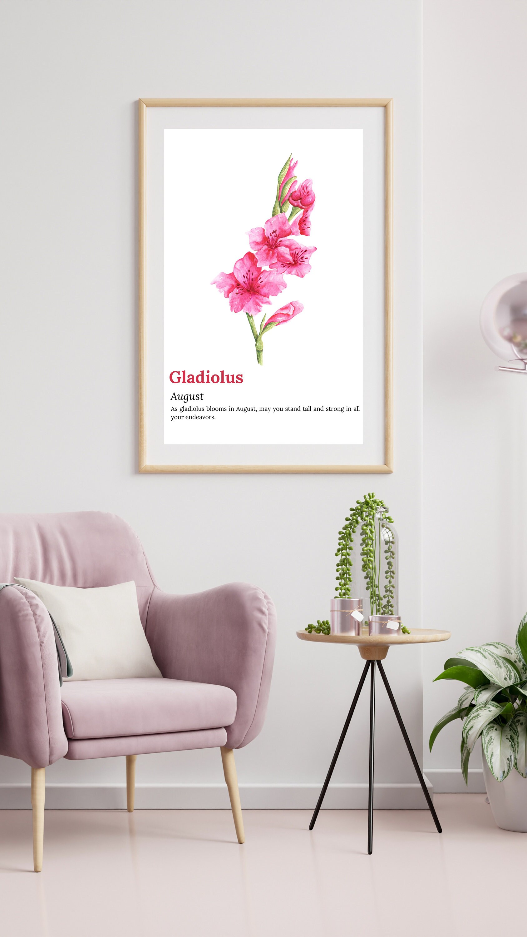 August - Birth Flower Poster, Printable Art, Instant Download, Quote ...