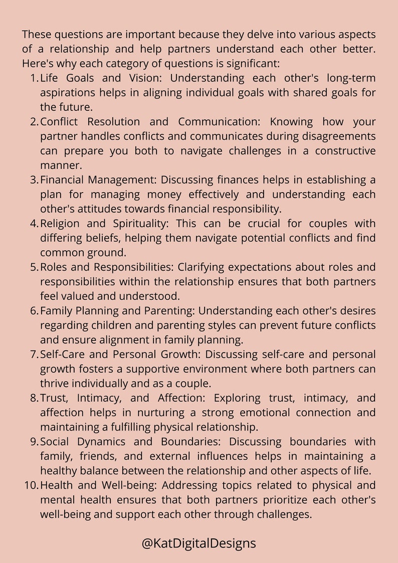 100 Questions to Ask Your Partner Before Marriage - Etsy