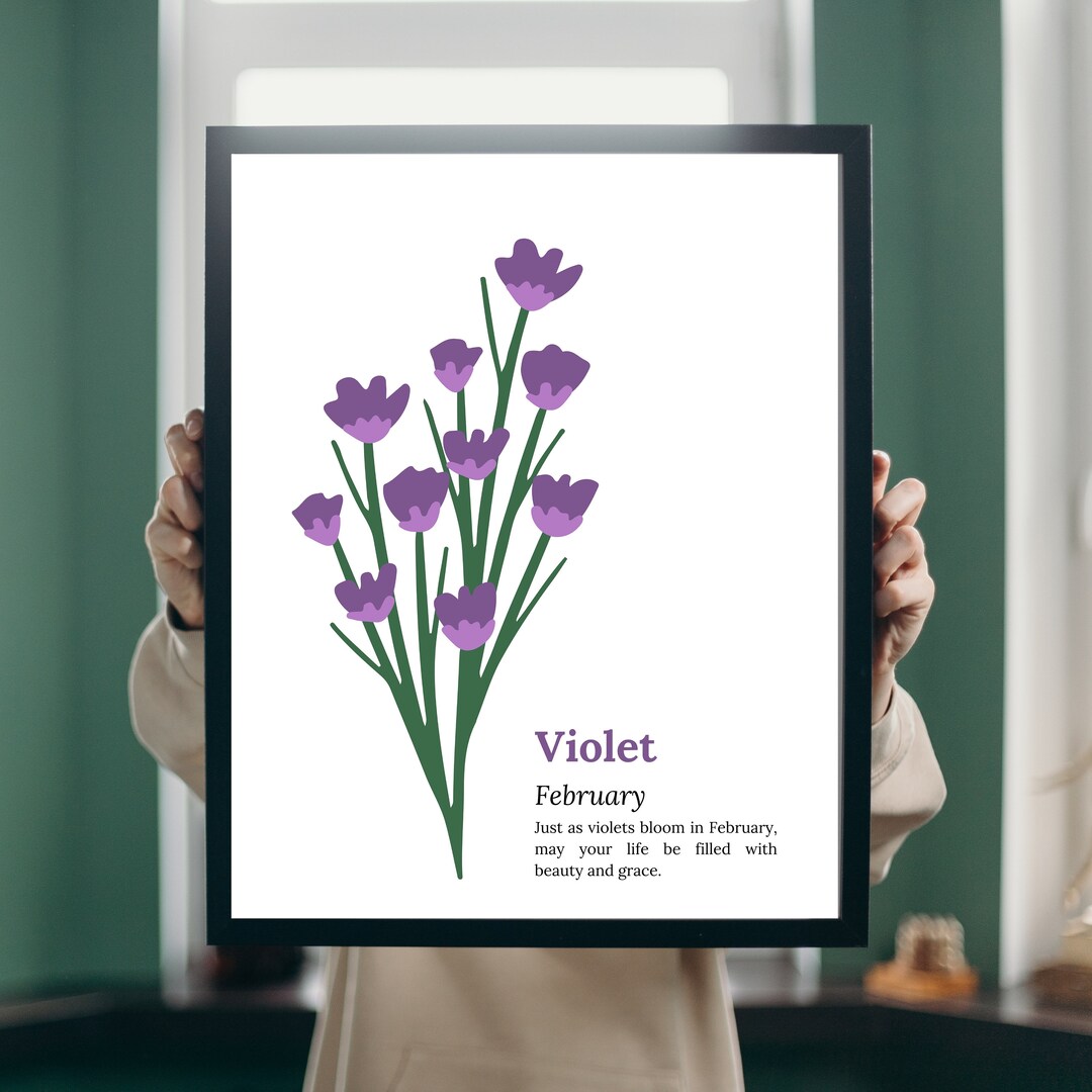 February - Birth Flower Poster, Printable Art, Instant Download, Quote ...