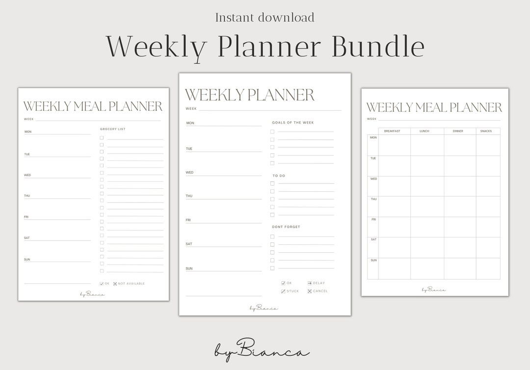 Weekly Meal Planner 2023 Printable Planner Calendar 2023 Digital ...