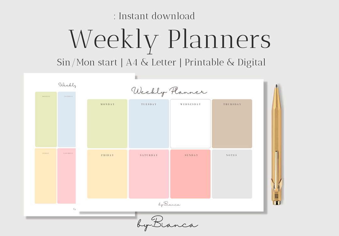 Weekly Planner 2023 Printable Planner Calendar 2023 Digital Planner ...