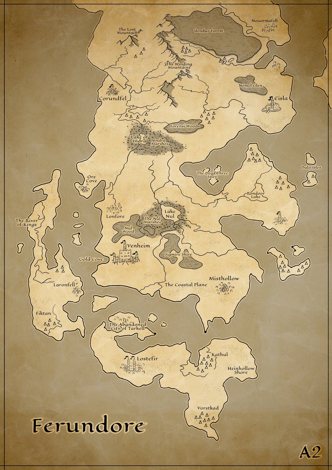 Massive CUSTOM DND Fantasy World Map - Etsy