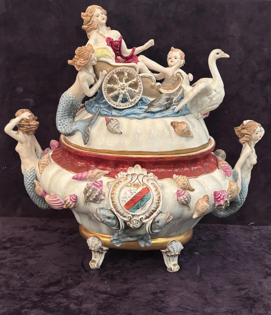 Exclusive Dresden in Meissen Style Porcelain Bowl With Mermaids and ...