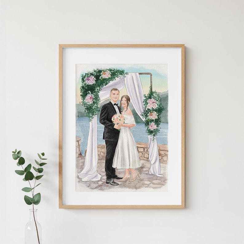 Custom Watercolor Wedding Painting, First Anniversary Gift, Couple ...