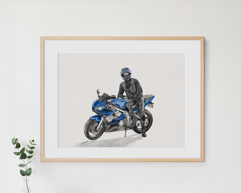 Custom Watercolor Motorcycle Portrait: Hand-painted Car Painting From ...