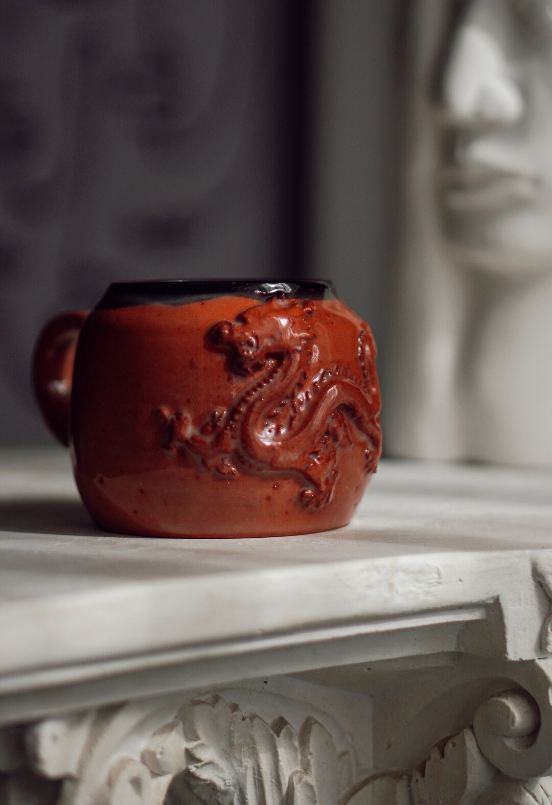 Pottery Dragon Mug, Hand-made Coffee Mug, Large Stoneware Mug, Dragon ...