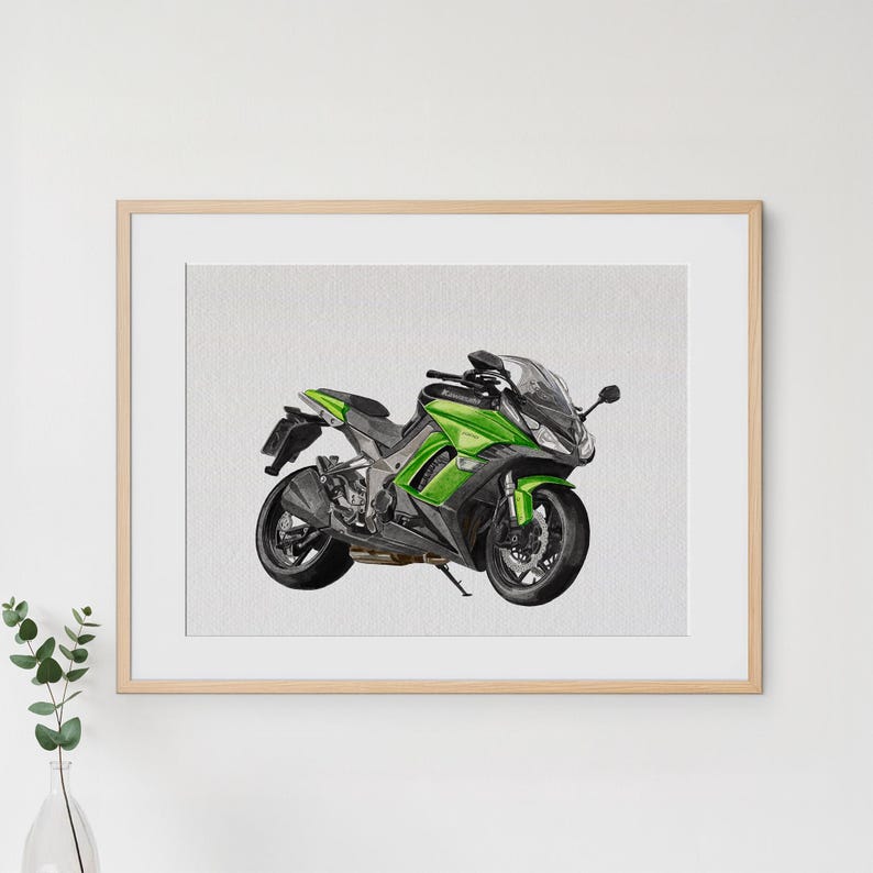 Custom Watercolor Motorcycle Portrait: Hand-painted Car Painting From ...