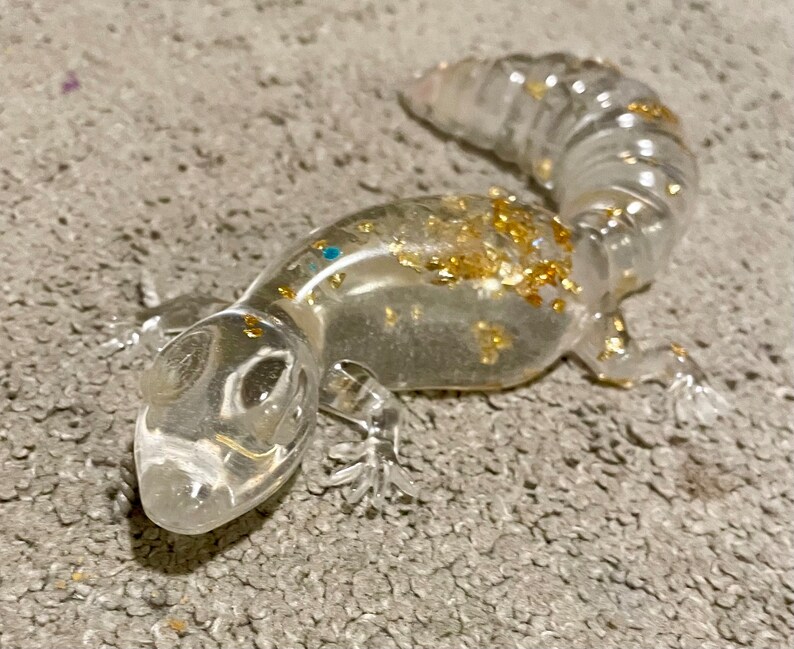 Decorative Lizard Clear With Gold Flakes - Etsy