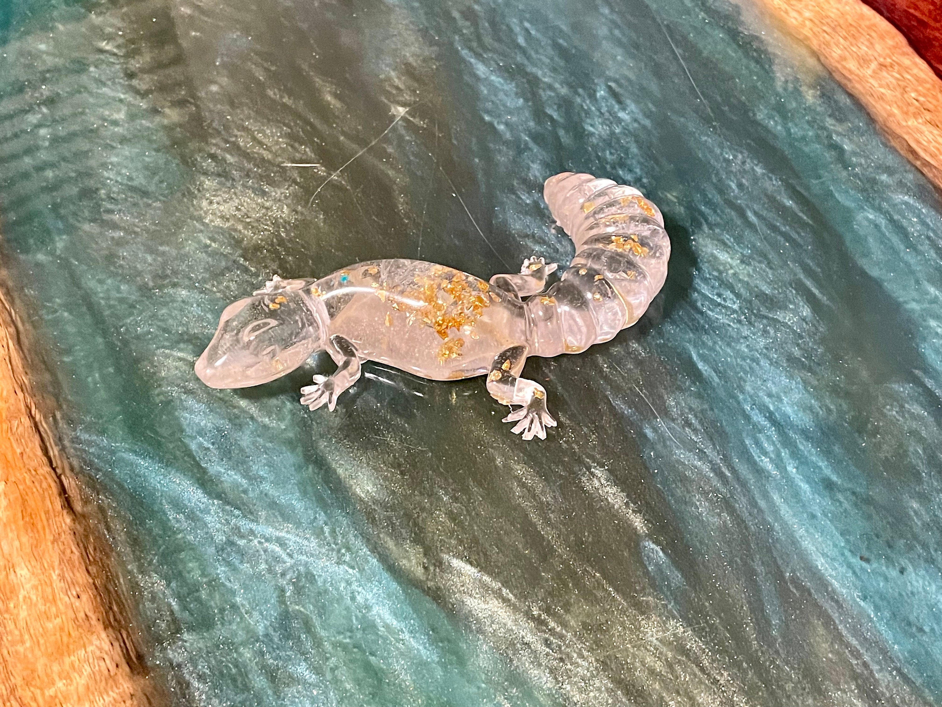 Decorative Lizard Clear With Gold Flakes - Etsy