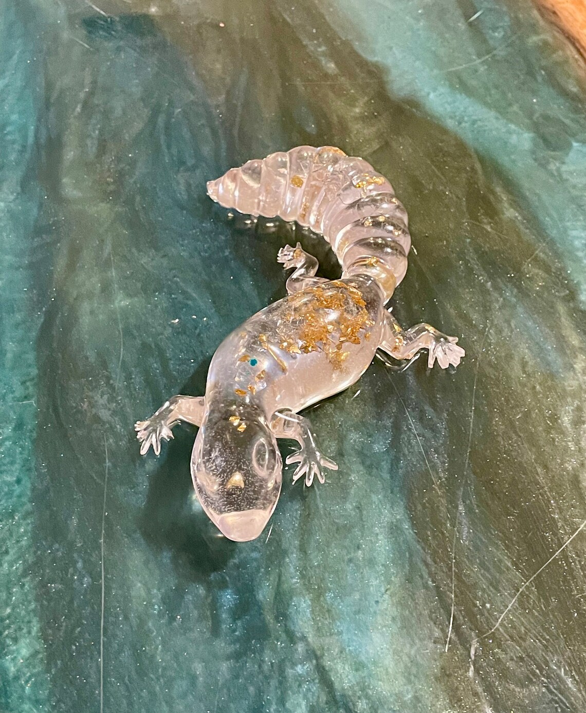 Decorative Lizard Clear With Gold Flakes - Etsy